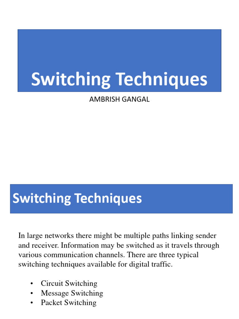 Switching Techniques | PDF | Packet Switching | Computer Network