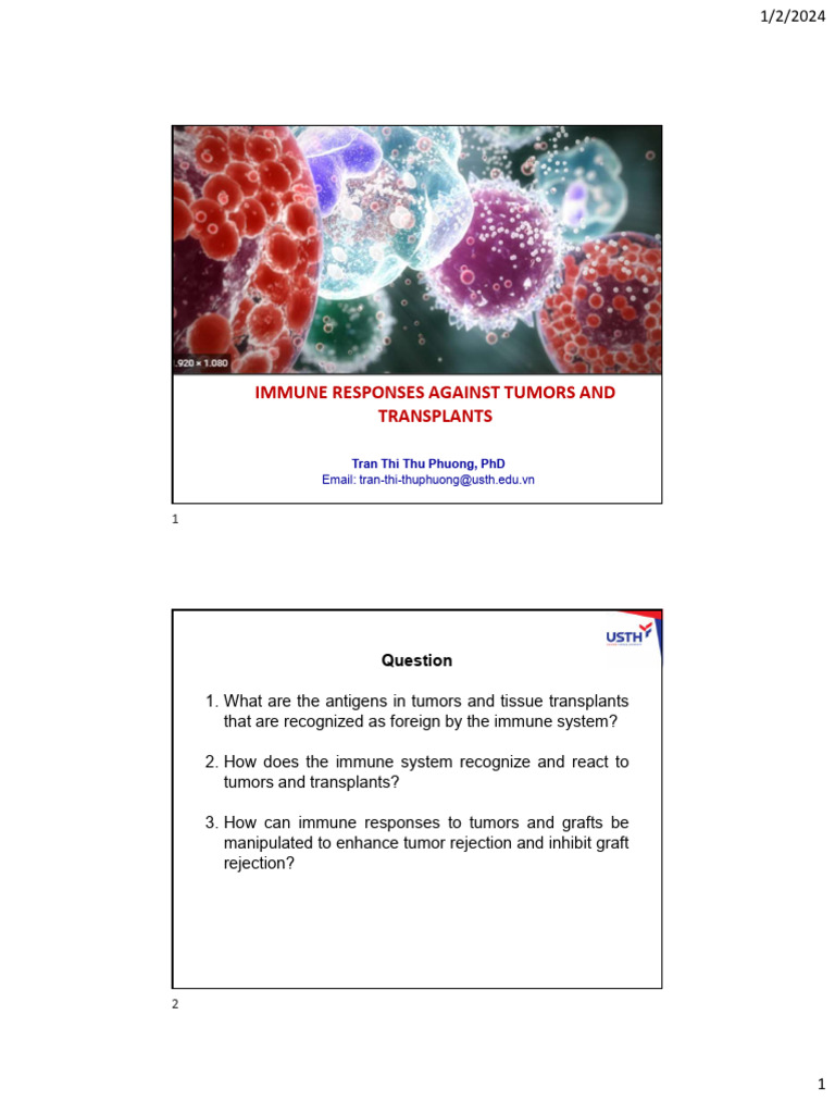 Immune Response Against Tumors and Transplants | PDF | Transplant ...