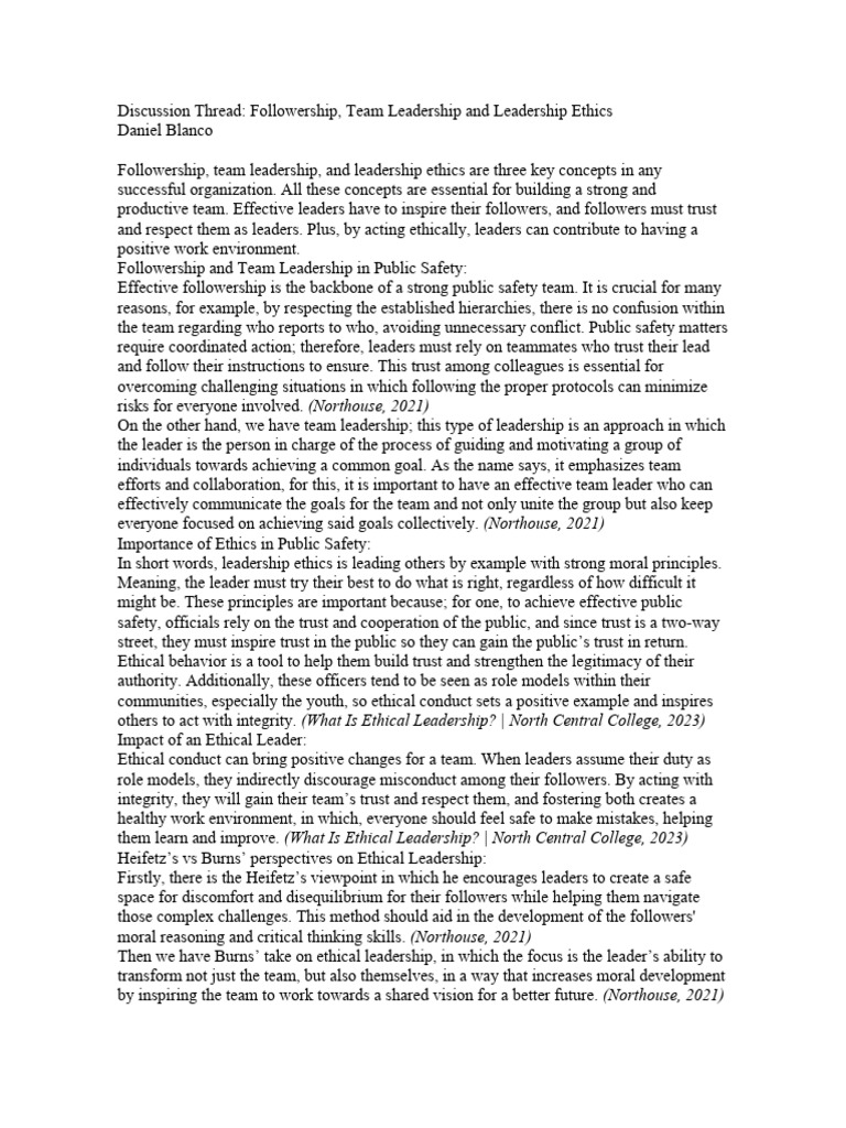 Followership and Ethics in Leadership | PDF | Leadership ...