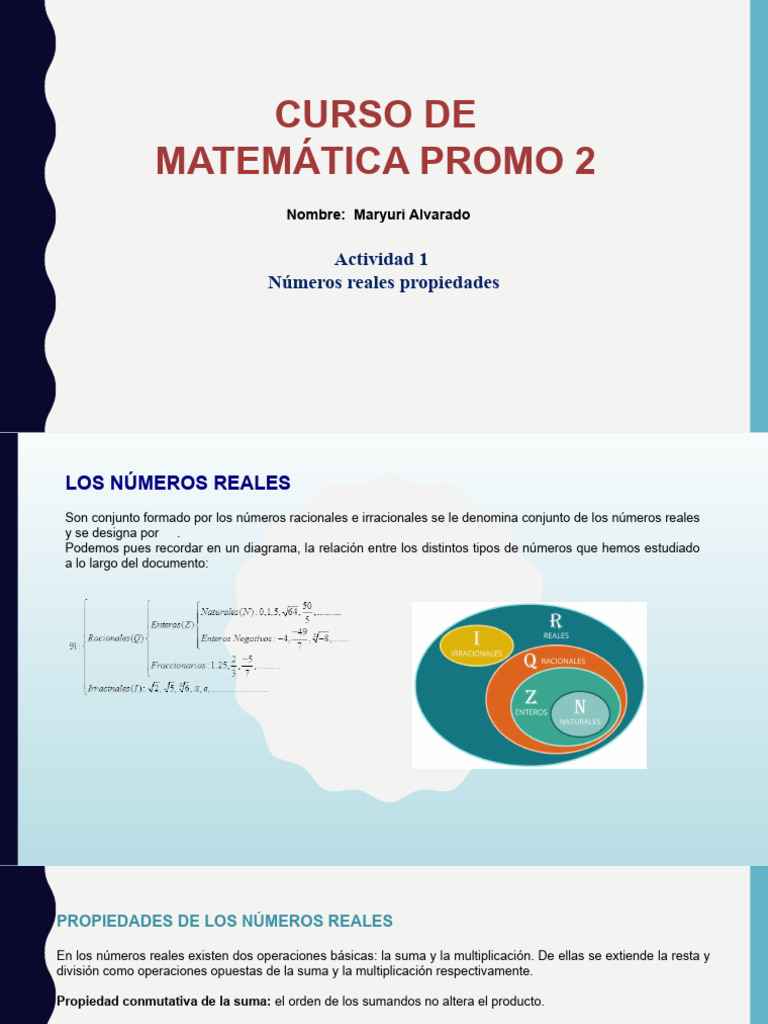 Trabajo de Propiedades de Numeros Reales | PDF