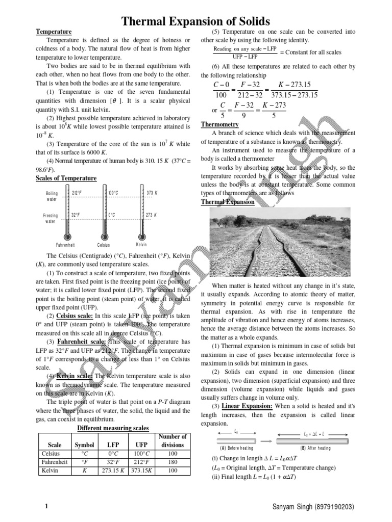 Thermal Expansion of Solids Explained | PDF | Latent Heat | Temperature