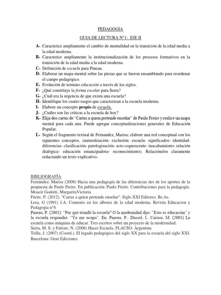 GUIA DE LECTURA Eje II | PDF