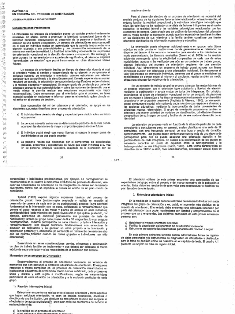 4.3.passera y Perez - 2003. Un Esquema de Proceso de Orientación. Cap. 3. Unidad 4 | PDF