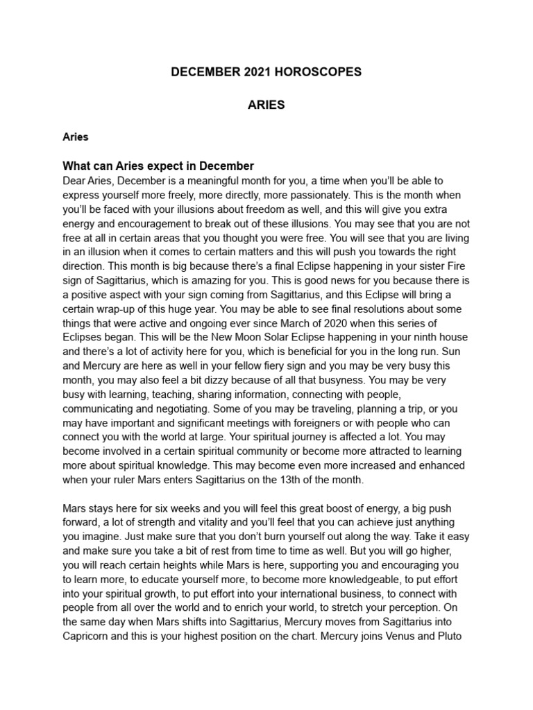 December 2021 Horoscopes | PDF | Planets In Astrology | Mind