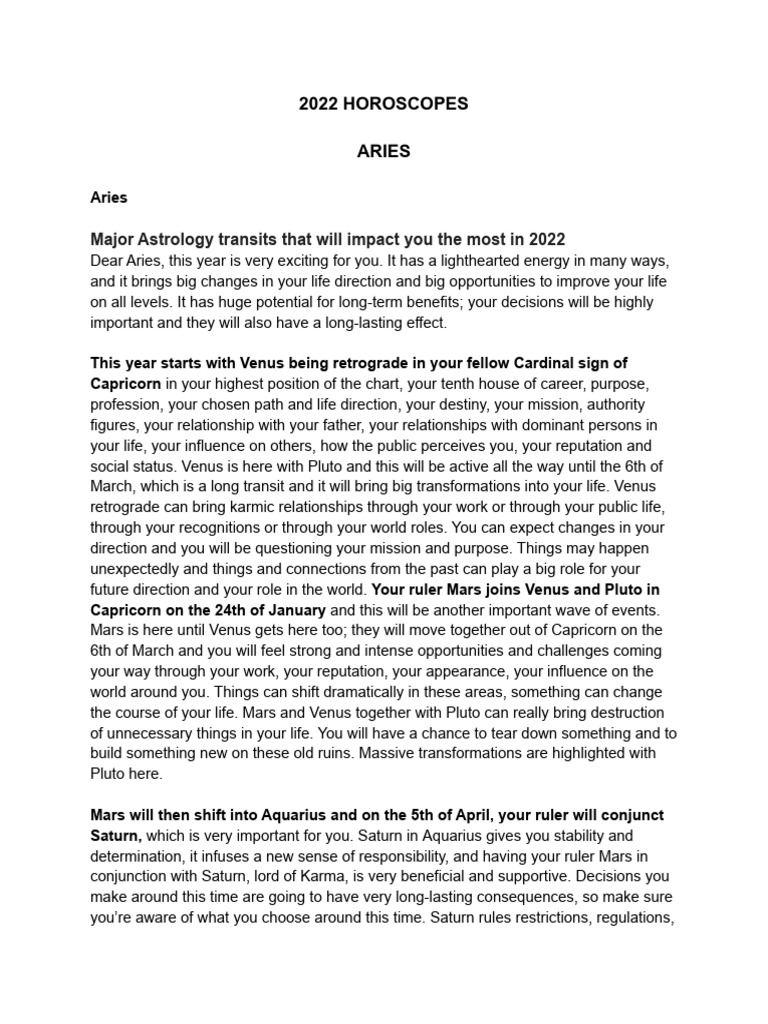 2022 Horoscopes-2 | PDF | Planets In Astrology | Feeling