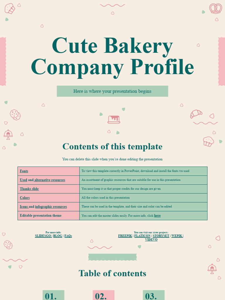 Cute Bakery Company Profile Template | PDF | Planets | Saturn