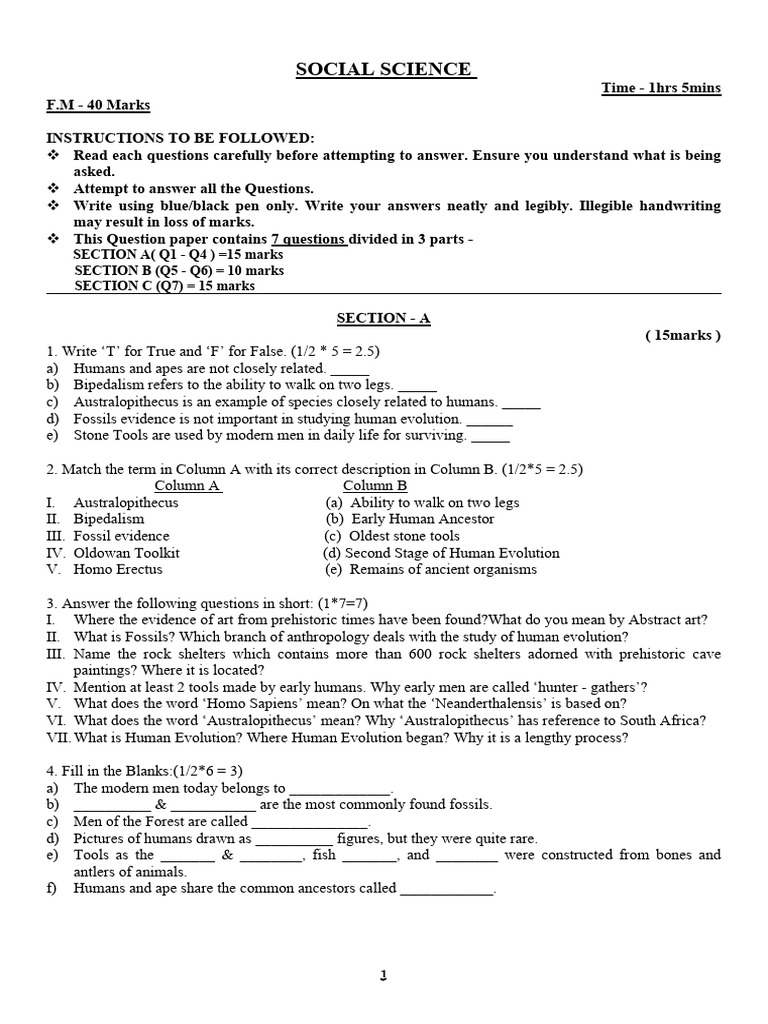 SOCIAL SCIENCE Chapter 1 | PDF | Human Evolution | Homo