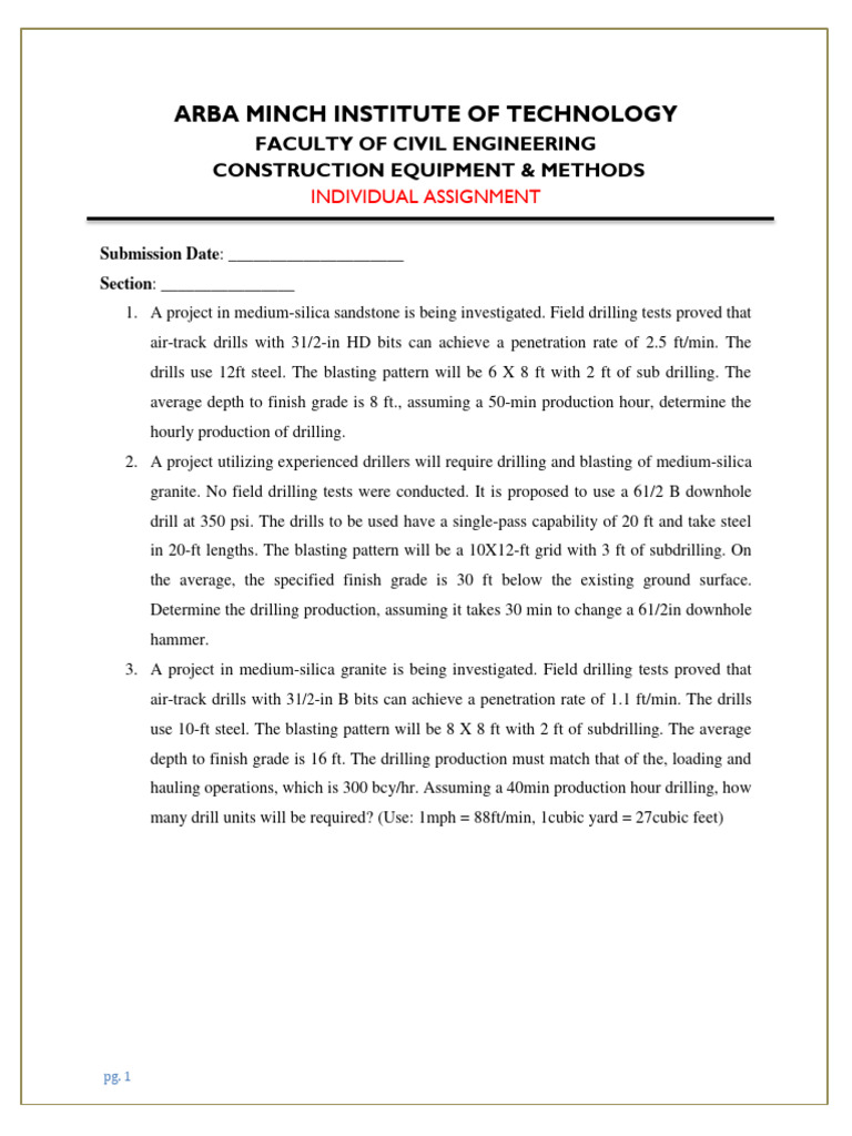CONSTRUCTION EQUIPMENT & METHODS Assignment | PDF