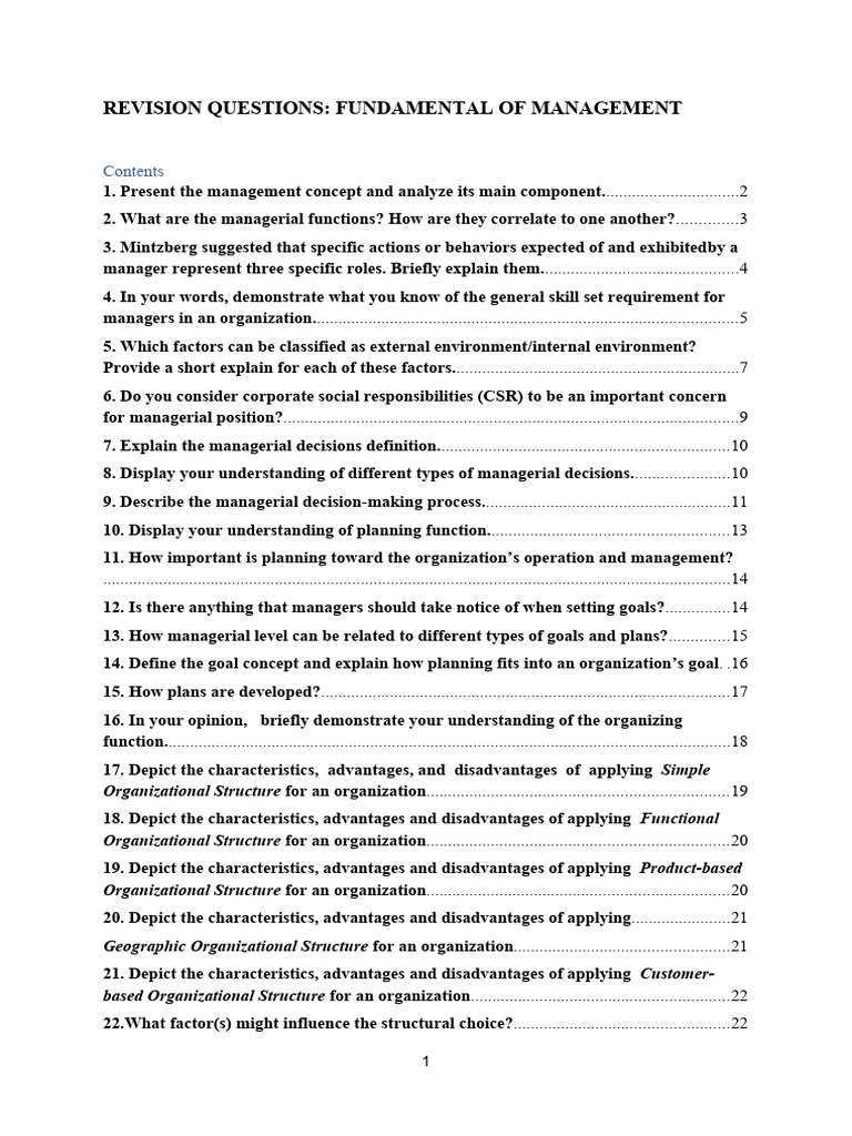 Revision Questions Fom | PDF | Corporate Social Responsibility | Goal