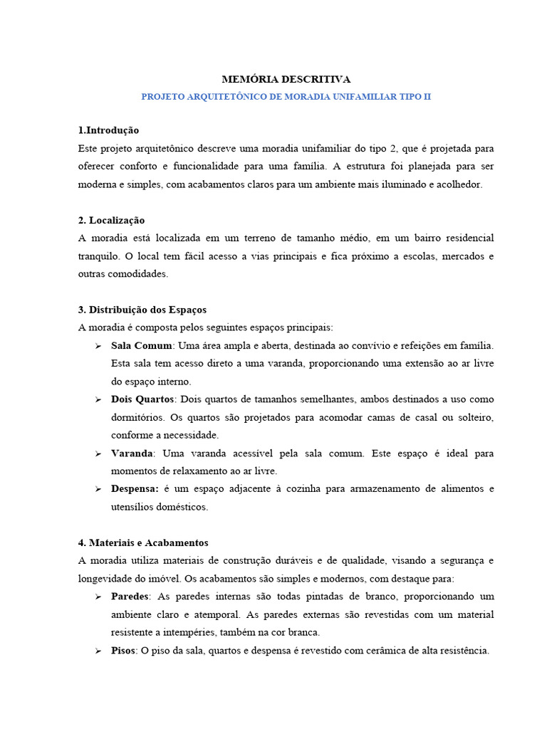 Memória Descritiva | PDF