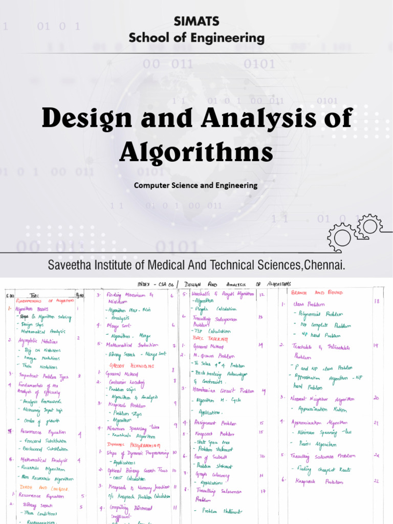 CSA06 Design and Analysis of Algorithms - 246 Copies | PDF | Computers ...
