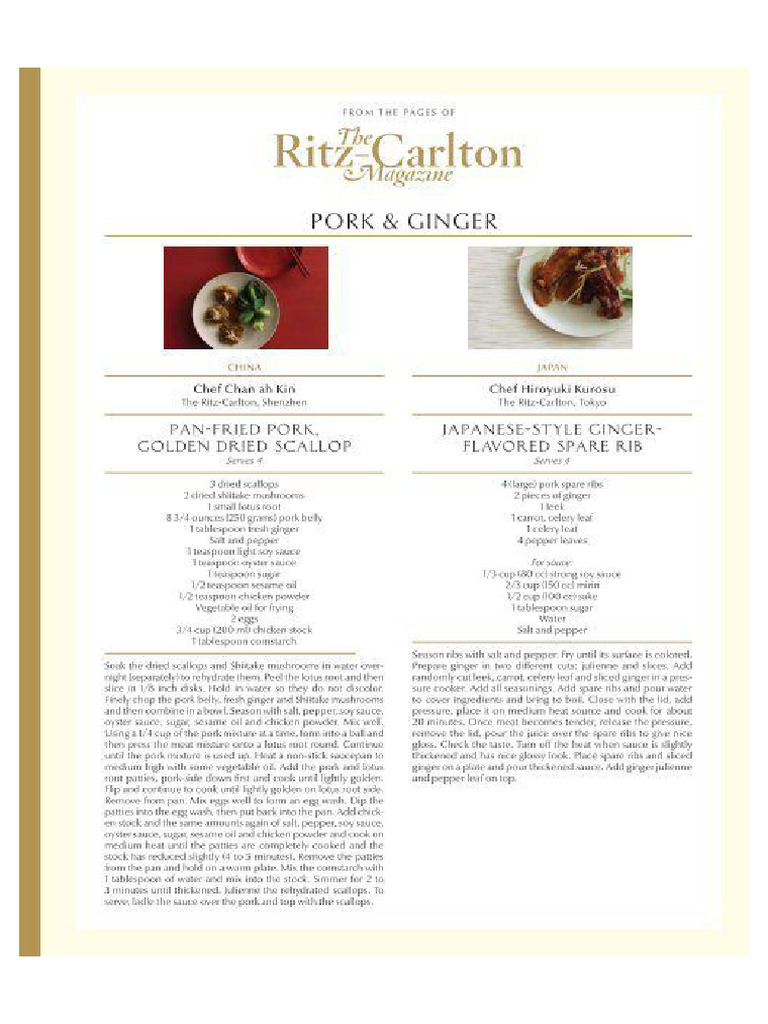 Print All Recipes PDF Ritz Carlton | PDF