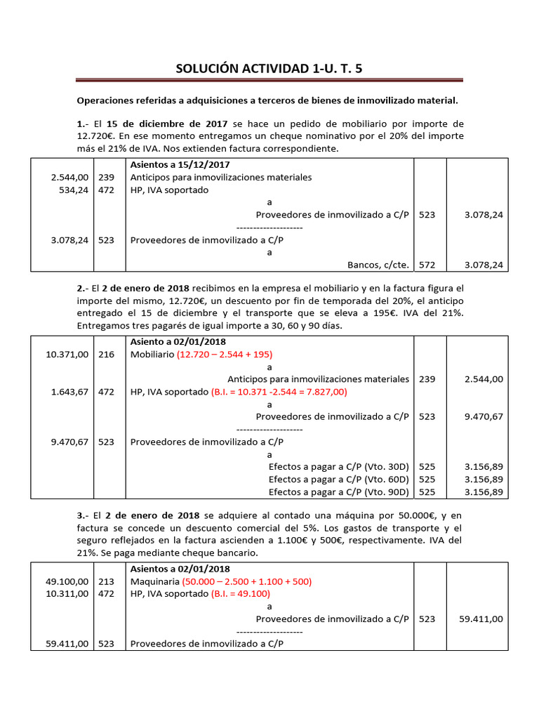 Solucion Actividad 1 - Ut5 | PDF | Factura | Economias
