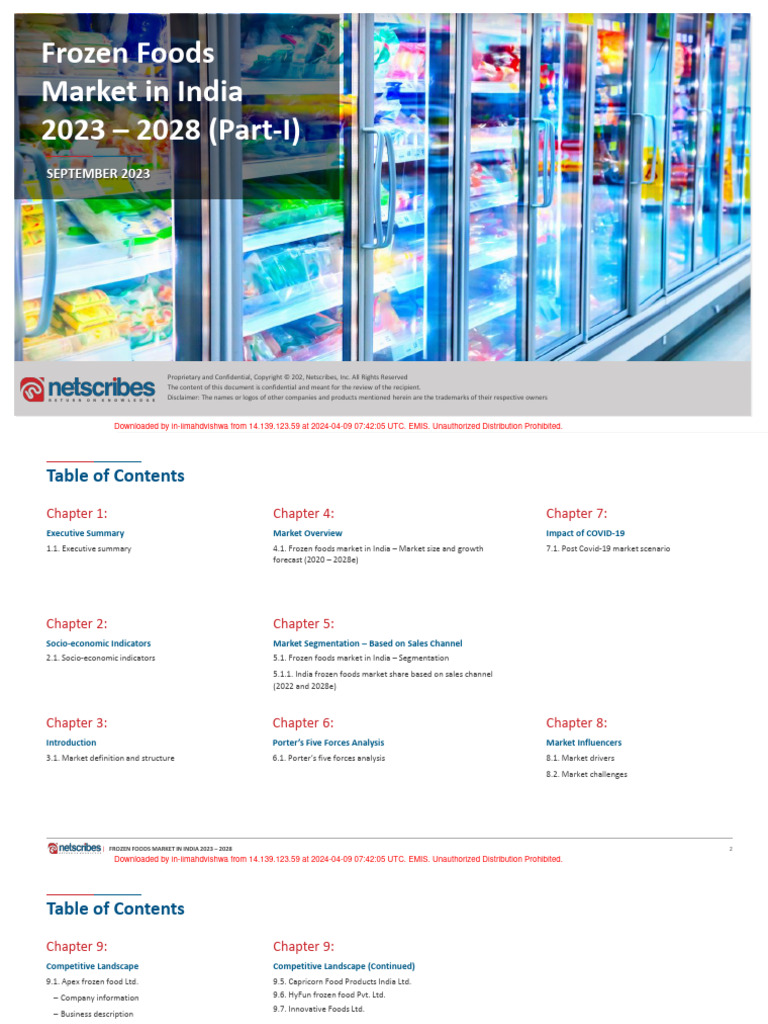 Frozen Foods Market in India 2023-2028 Part-I | PDF | Economies