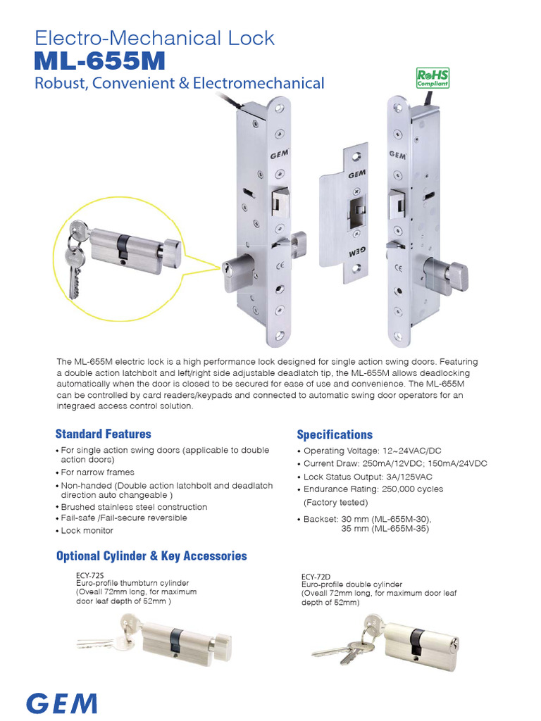 ML-655M Fail-Safe - Fail-Secure Reversible | PDF | Electrical Connector | Electricity
