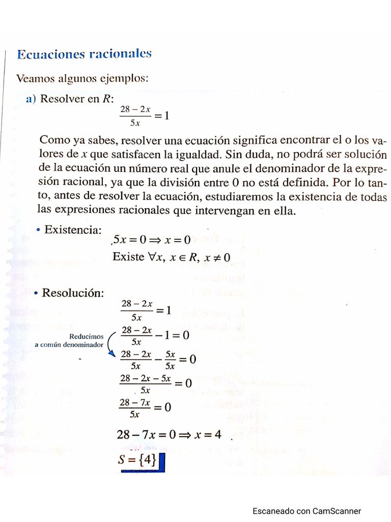 Ecuaciones e Inecuaciones Racionales. Ejemplos y Ejercicios | PDF
