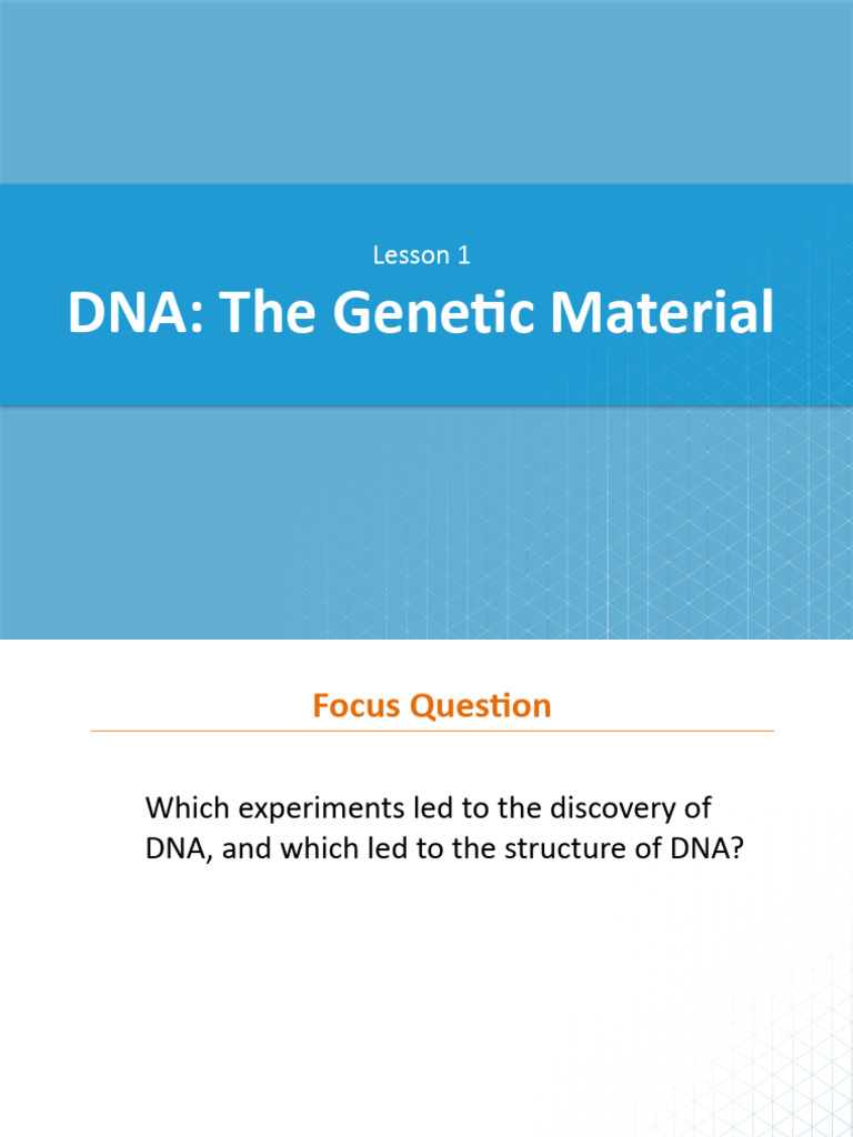 CA Lesson 1 DNA The Genetic Material | PDF | Dna | Nucleotides