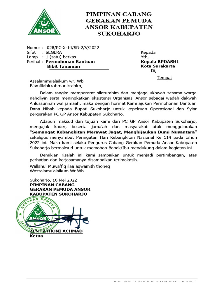 Proposal Bibit Tanaman - PC GP Ansor Sukoharjo - 2022 | PDF | Sains & Matematika