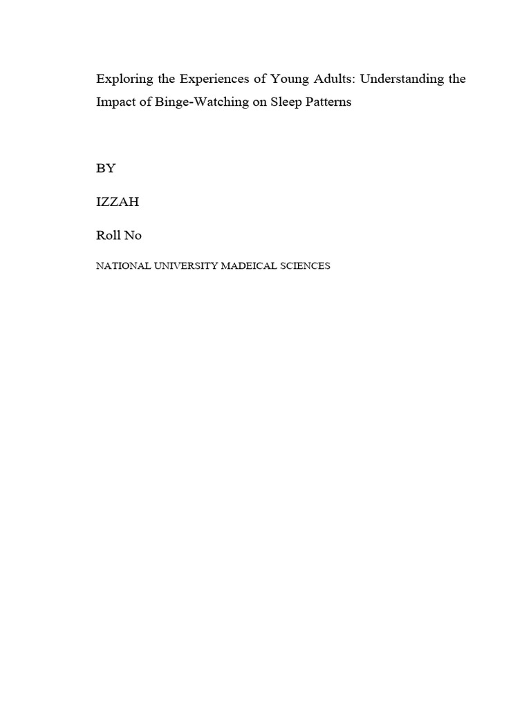Exploring The Experiences of Young Adults Understanding The Impact of ... Exploring The Experiences of Young Adults Understanding The Impact of ...