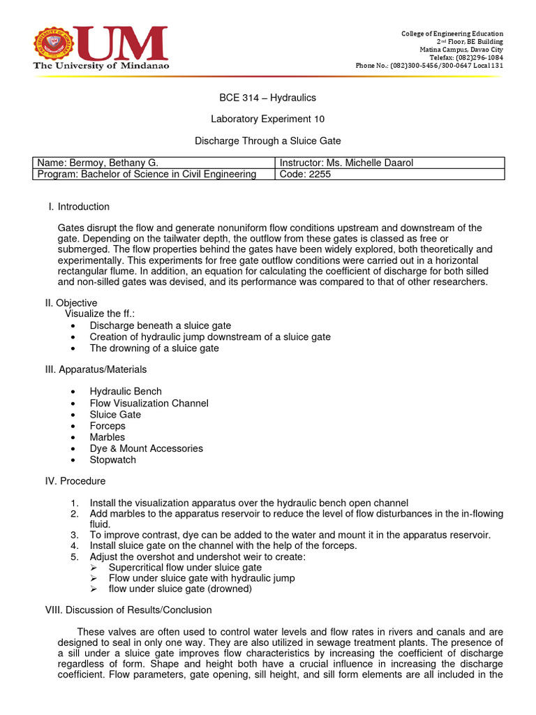 Lab 10 | Download Free PDF | Discharge (Hydrology) | Hydraulic Engineering