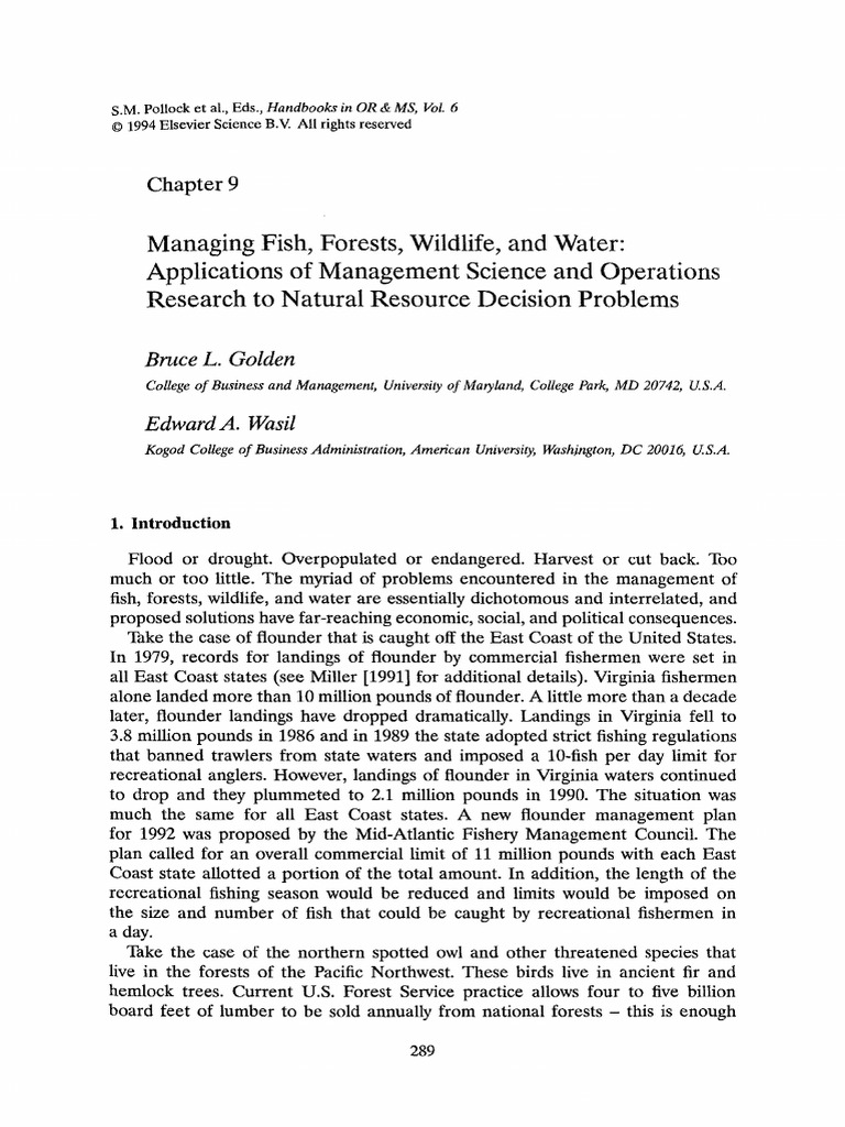Chapter 9 Managing Fish Forests Wildlife and Wate 1994 Handbooks in Opera | PDF | Trawling ...