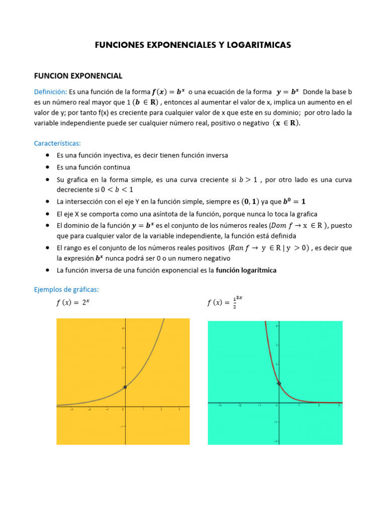 Funciones Exponenciales y Logarítmicas | PDF | Logaritmo | Exponenciación