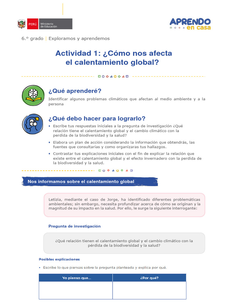 Exp9 Primaria 5y6 Exploramos Act1 | PDF | Cambio climático | Gases de ...