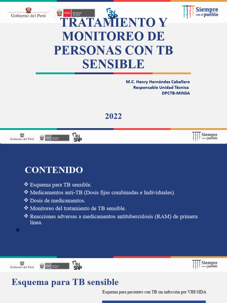Unidad IV Tema 2 Tratamiento y Monitoreo de Personas Con TB Sensible 2022 | PDF | Tuberculosis ...