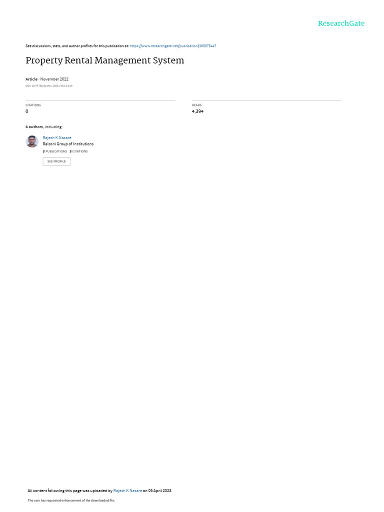Property Rental Management System | PDF | Databases | System