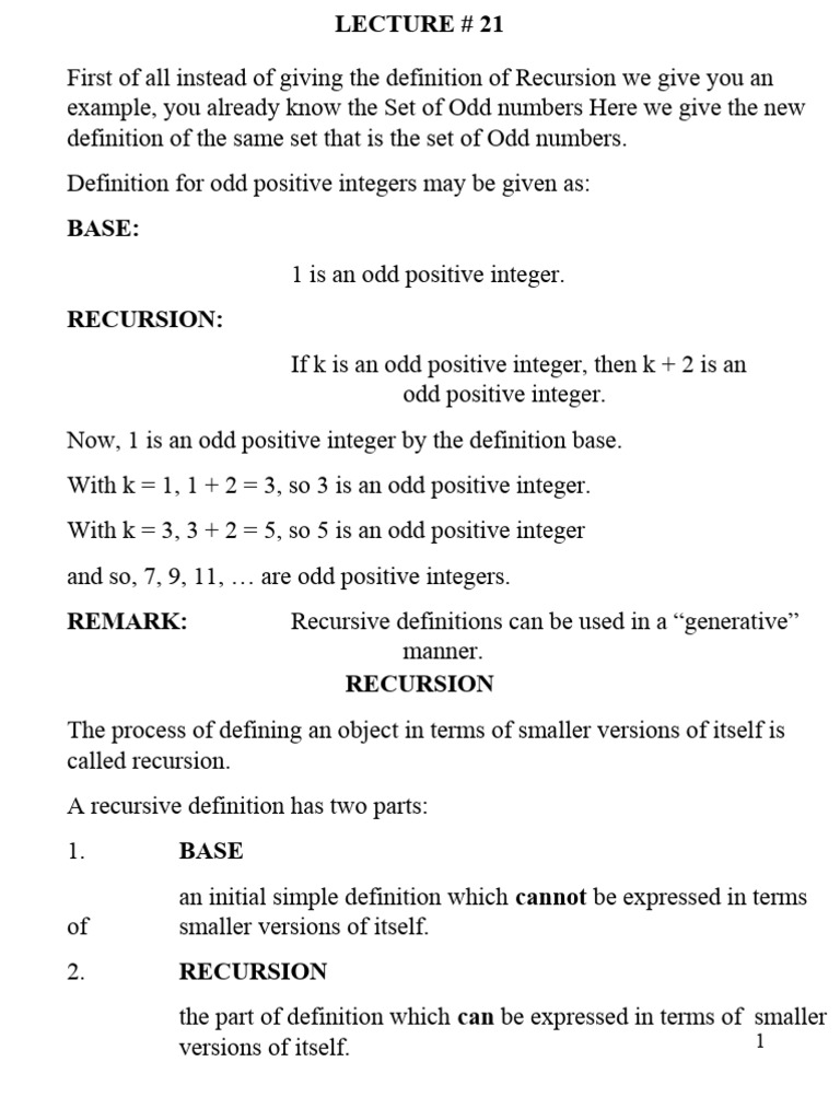 mth202 Lecture21-Recursion | PDF | Function (Mathematics) | Recursion