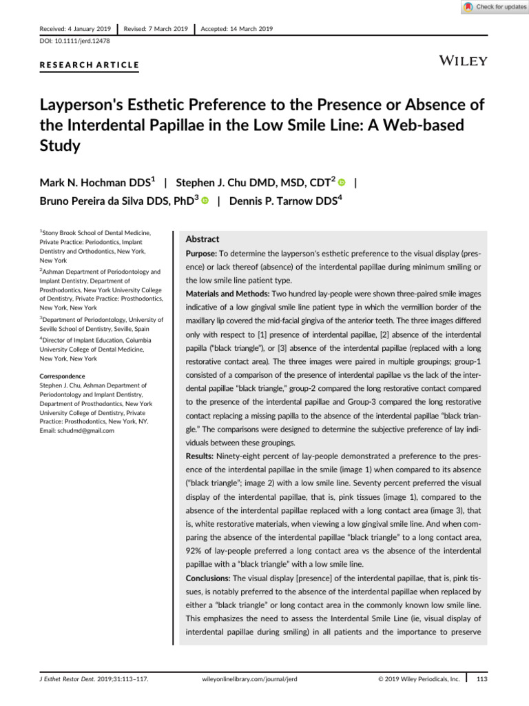 Layperson Preferences for Interdental Papillae | PDF | Periodontology ...