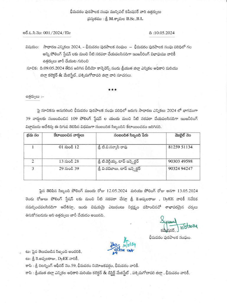 Circular On Water Distribution To Polling Stations | PDF