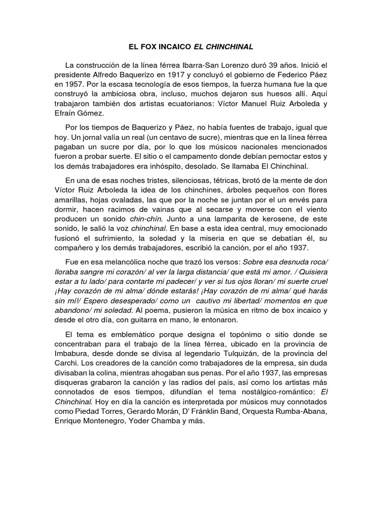 El Fox Incaico El Chinchinal | PDF