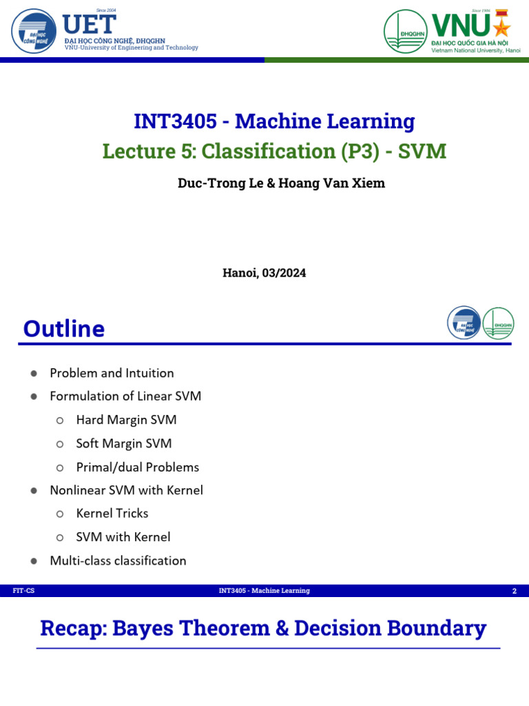 Lecture 6 Classification Svm Pdf Support Vector Machine Machine