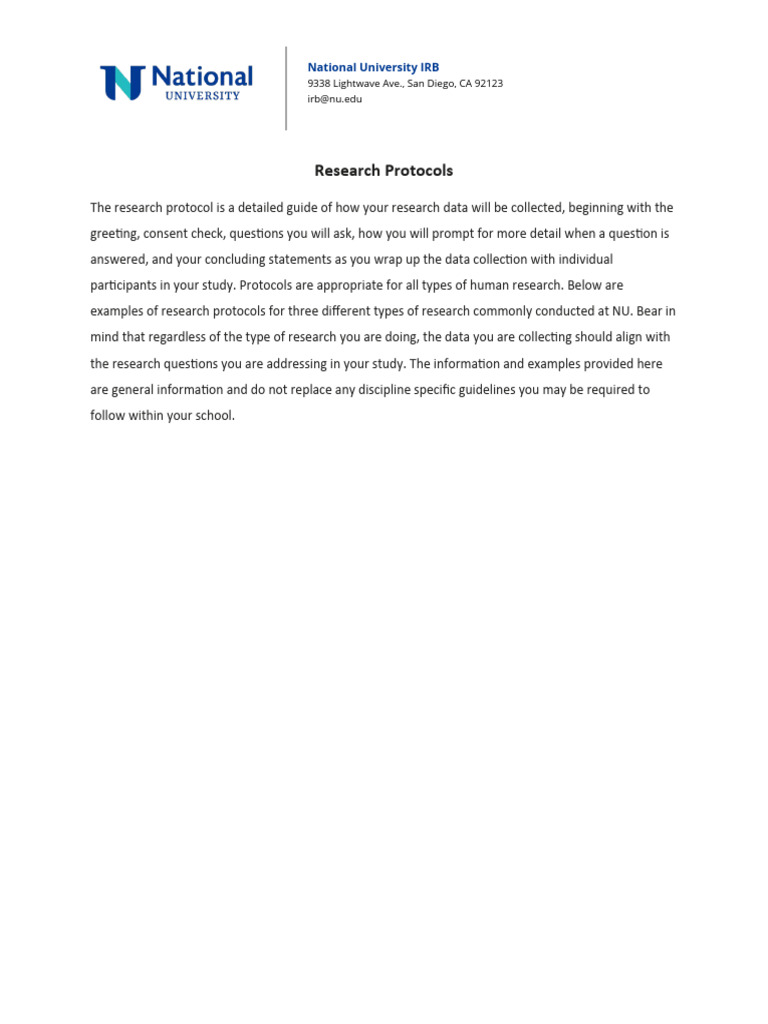 Protocol Examples For Research 04.2023 | PDF | Survey Methodology ...