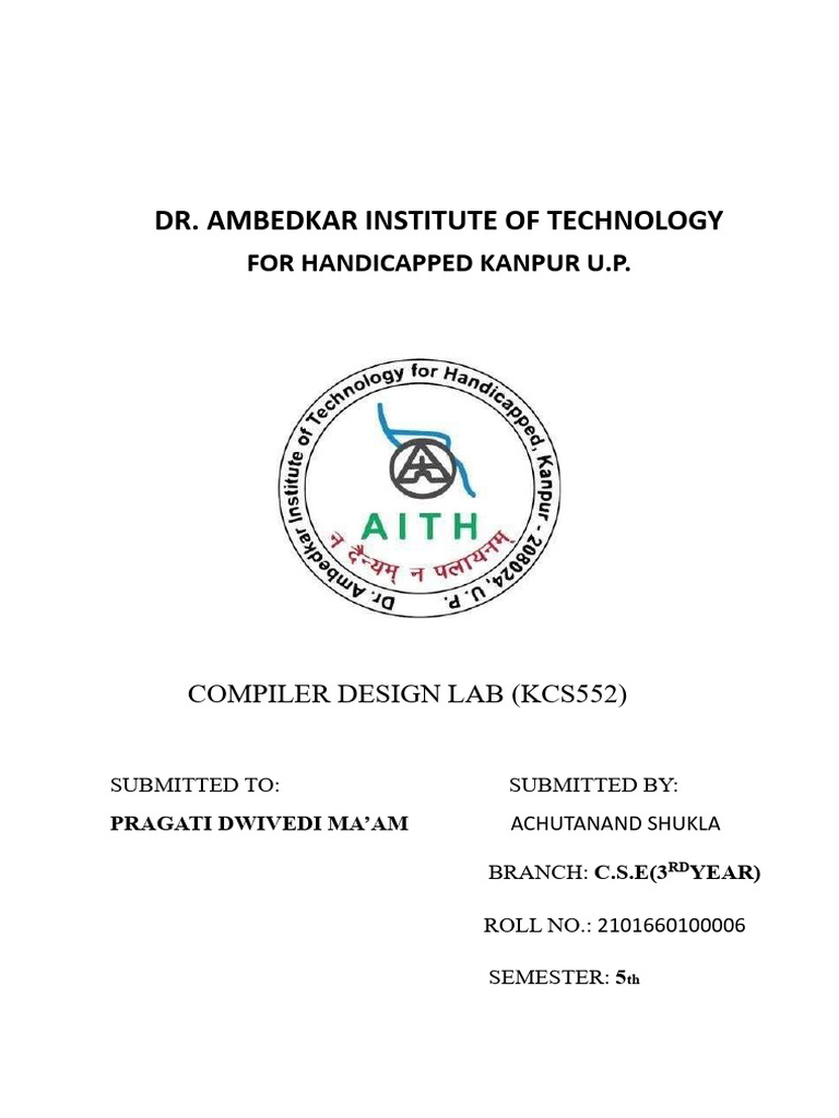 Compiler Design Lab Report by Achutanand | PDF | Computers | Technology ...