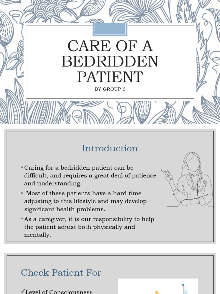 Care of A Bedridden Patient | PDF | Caregiver | Hygiene
