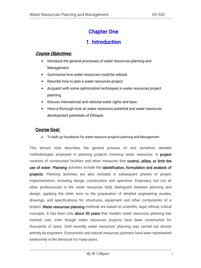 Water Resources Planning Overview | PDF