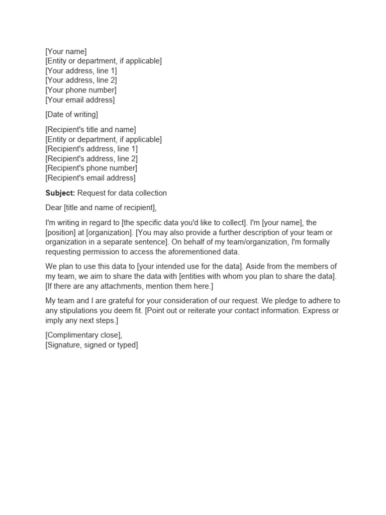 Data Collection Letter Template | PDF
