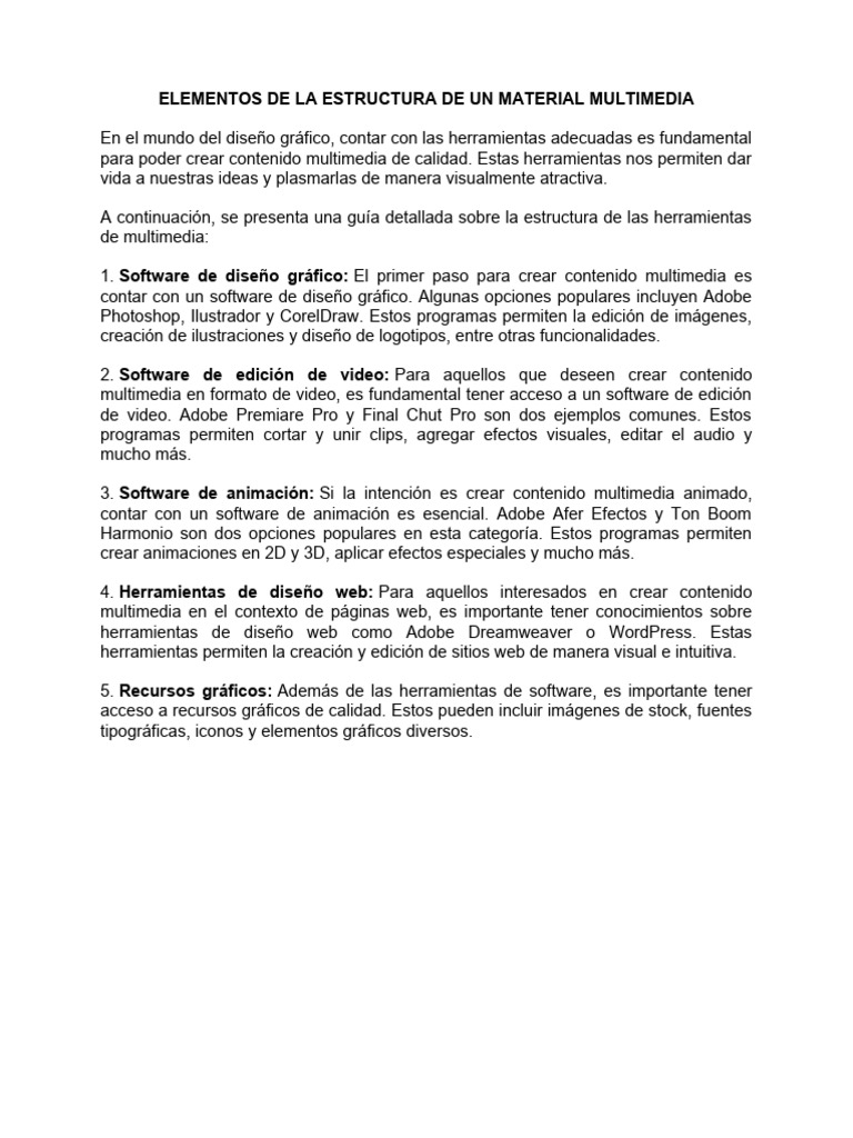 Elementos de La Estructura de Un Material Multimedia Tercero | PDF