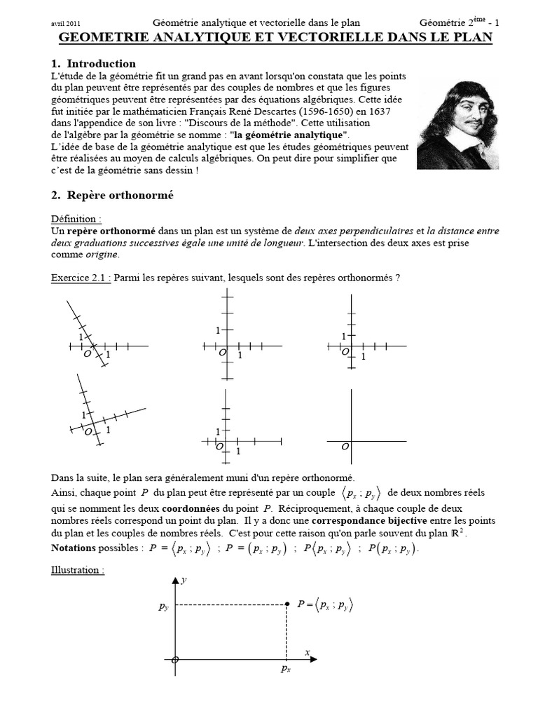 Géométrie analytique dans le plan | PDF | Coordonnées cartésiennes ...