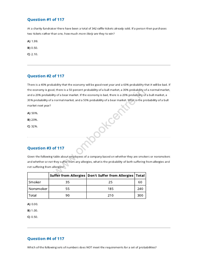 CFA L1Reading 9 Probability Concepts | PDF