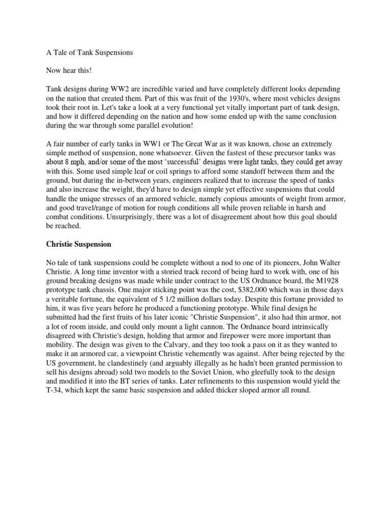 A Tale of Tank Suspensions | PDF | Tanks | Armoured Fighting Vehicles