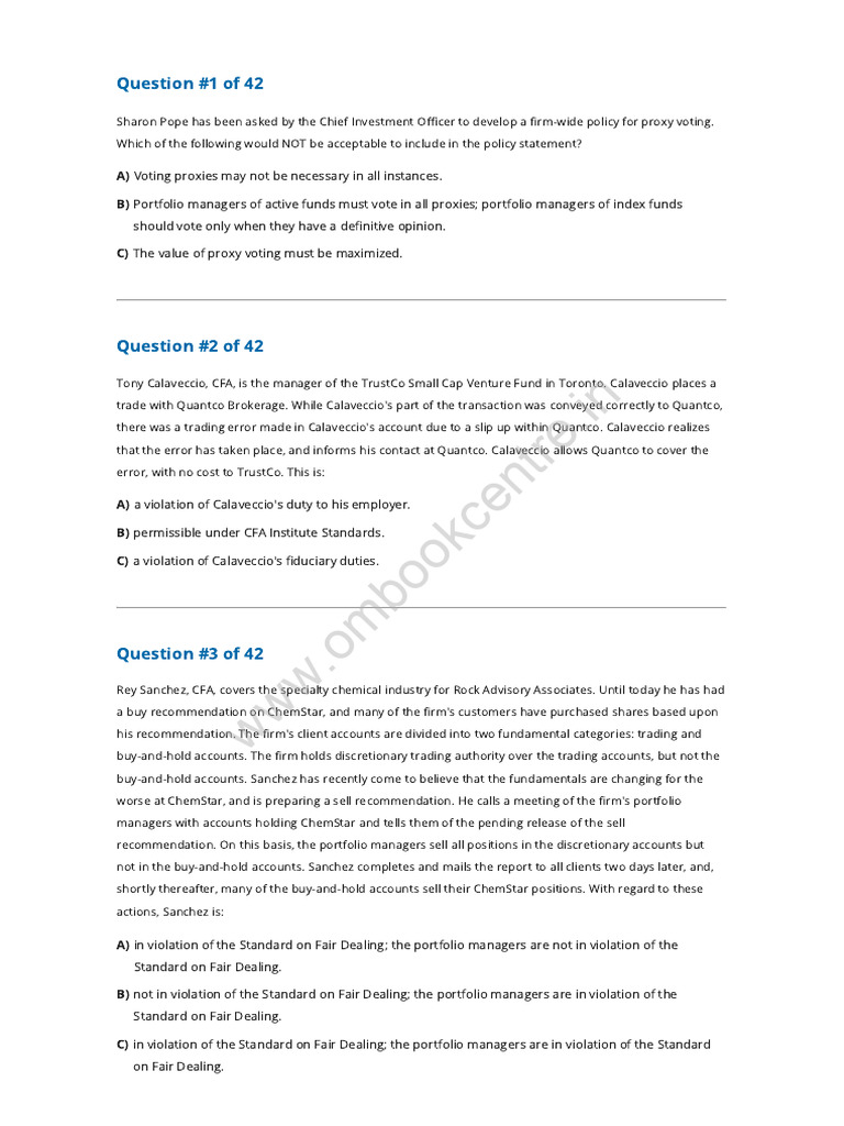 CFA L1 Reading 3.4 Guidance For Standards III (A) and III (B) | PDF