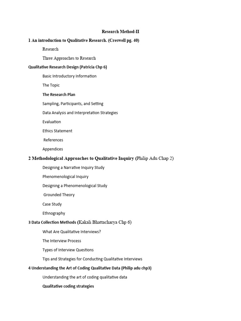 Research Method-II Outline | PDF | Qualitative Research | Methodology