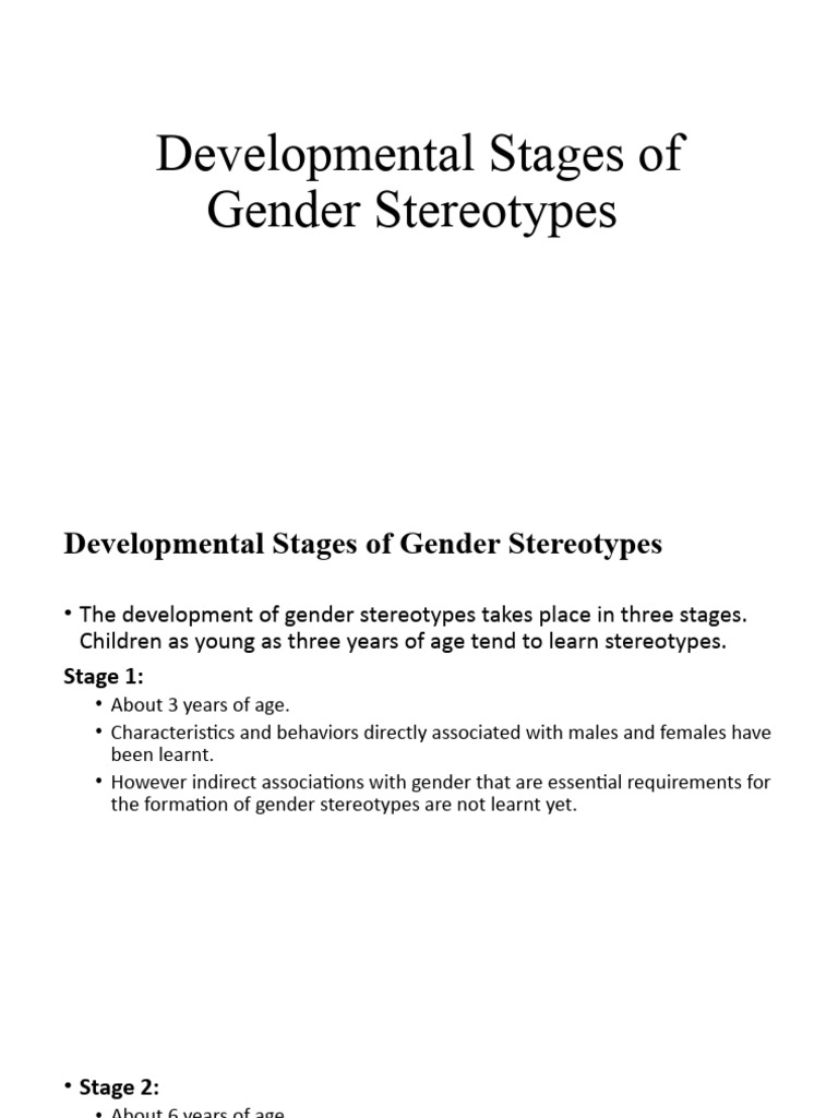 Developmental Stages of Gender Stereotypes | PDF | Stereotypes | Gender