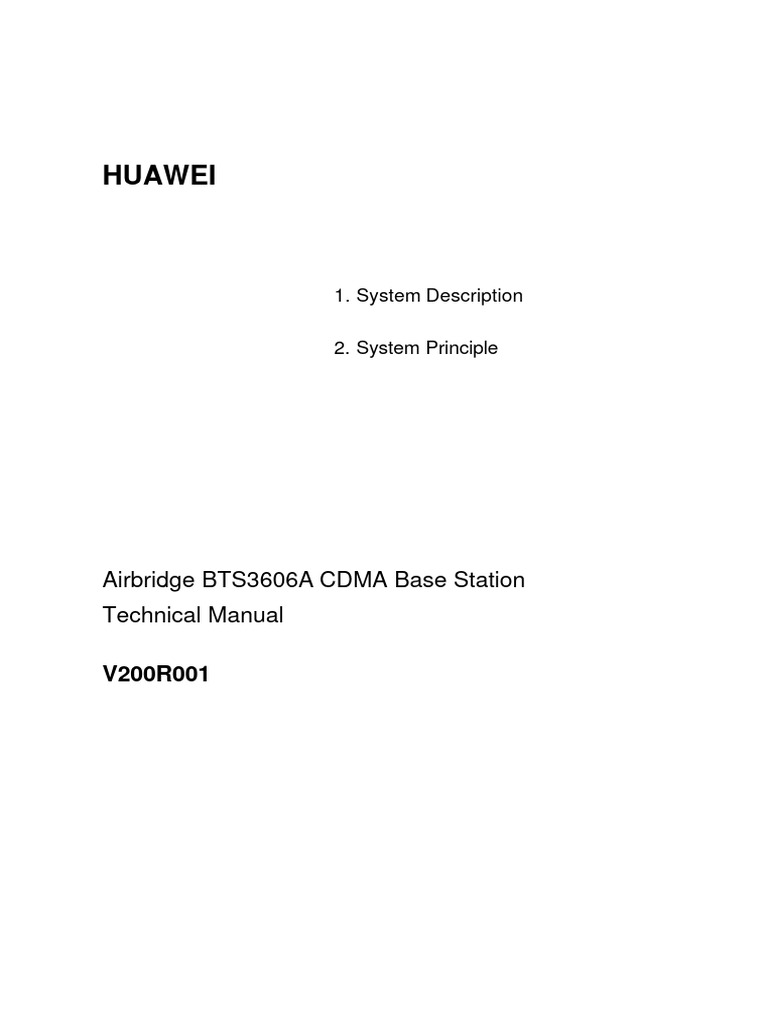 Huawei: Airbridge BTS3606A CDMA Base Station Technical Manual | PDF | Computer Network | Computing