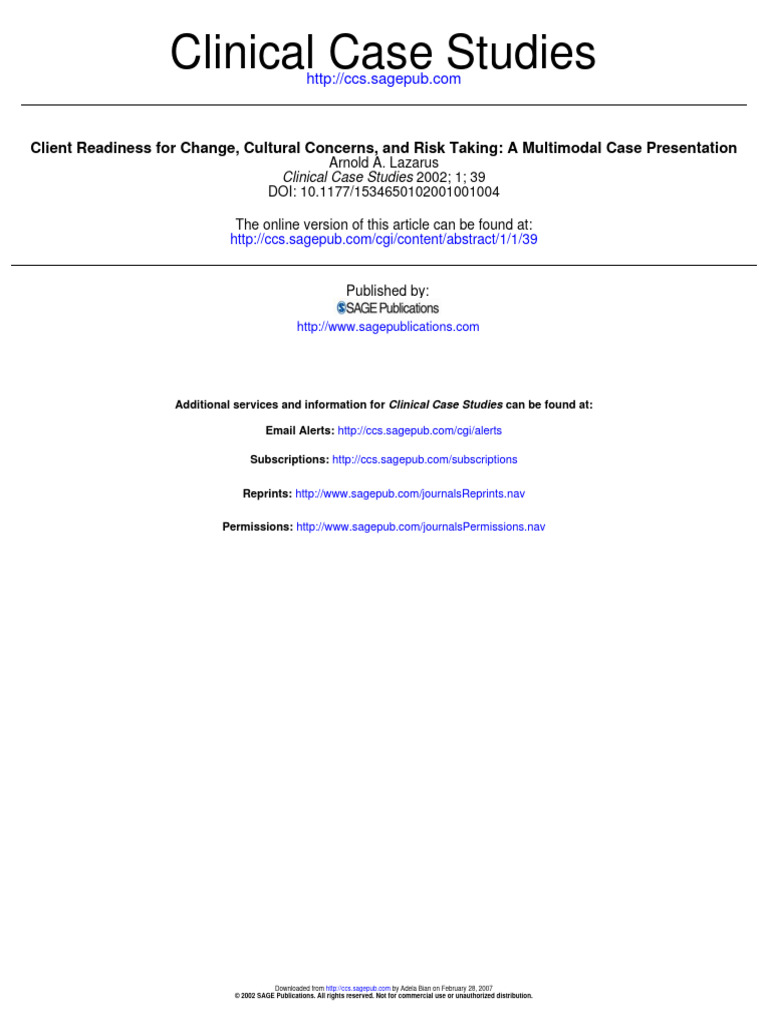 Client Readiness For Change, Cultural Concerns, and Risk Taking | PDF ...