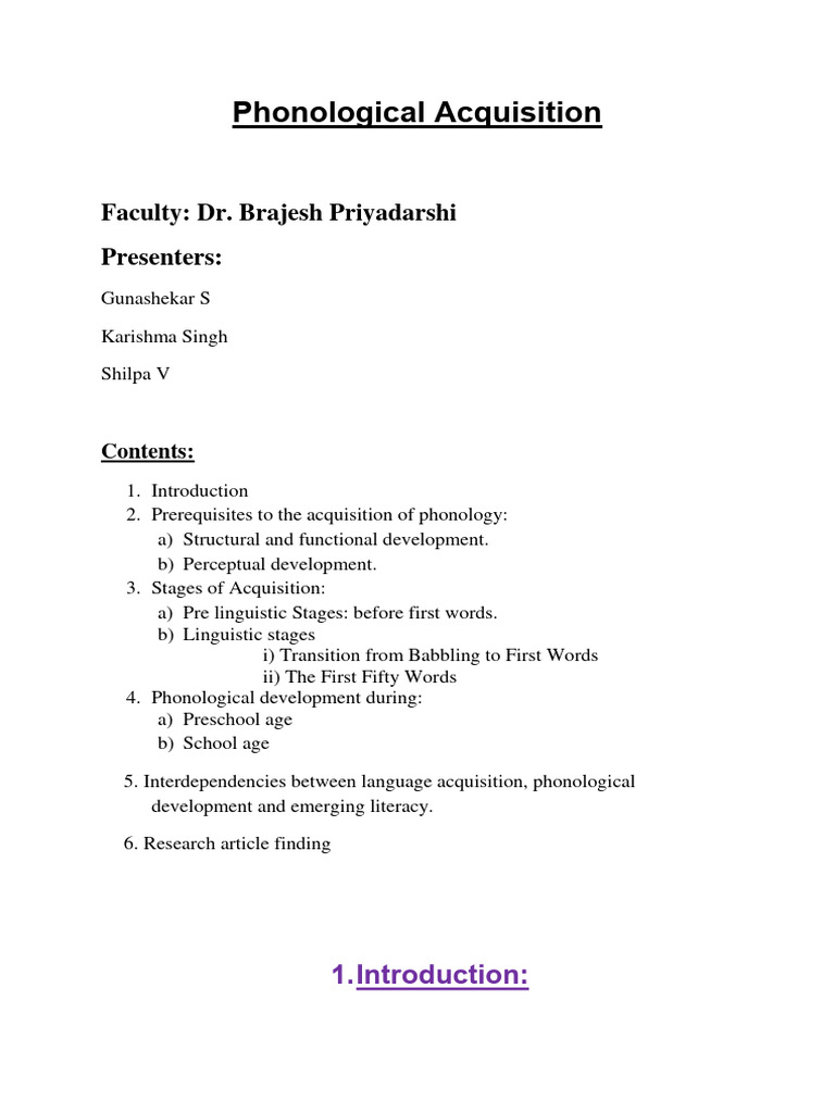 Phonological Development Draft | PDF | Syllable | Larynx