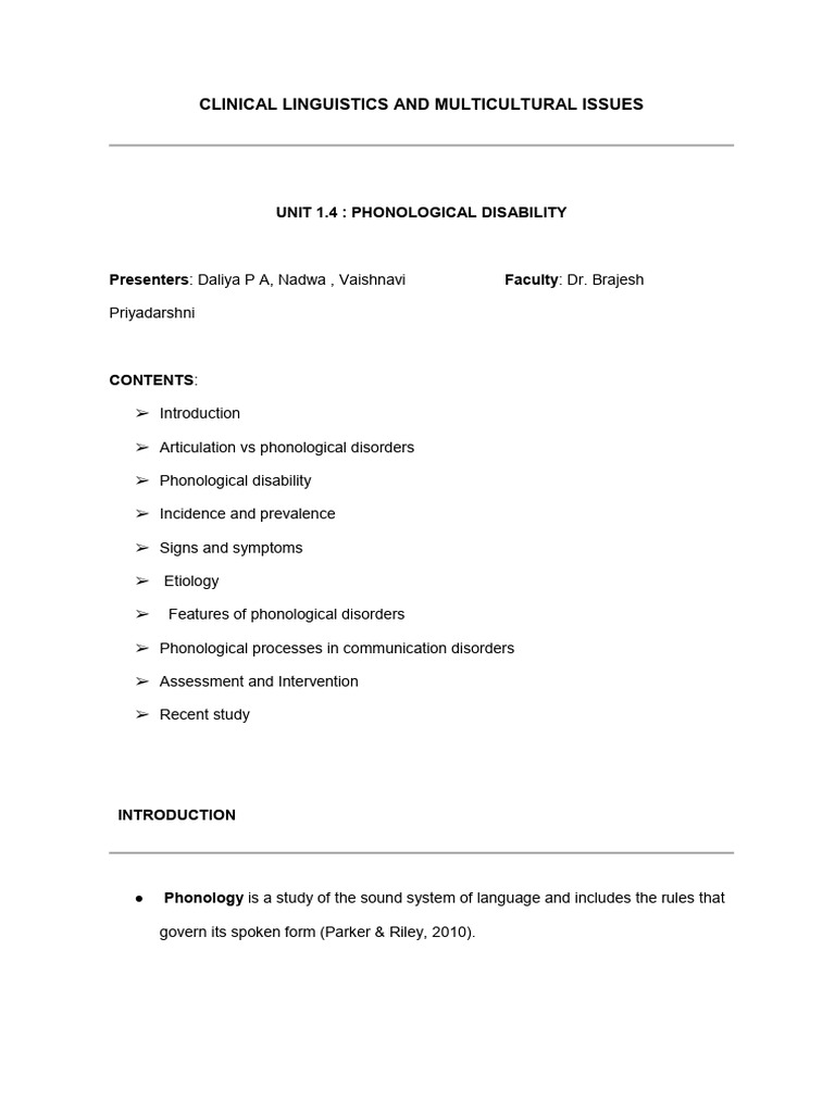 Phonological Disabilities | PDF | Consonant | Speech